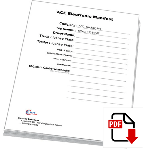 Order ACE Manifest Lead Sheets (Digital Download) | BorderPrint